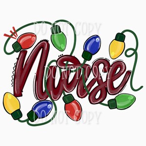 Nurse Christmas Lights | Lights Hand Drawn Hand Lettered | Digital ...