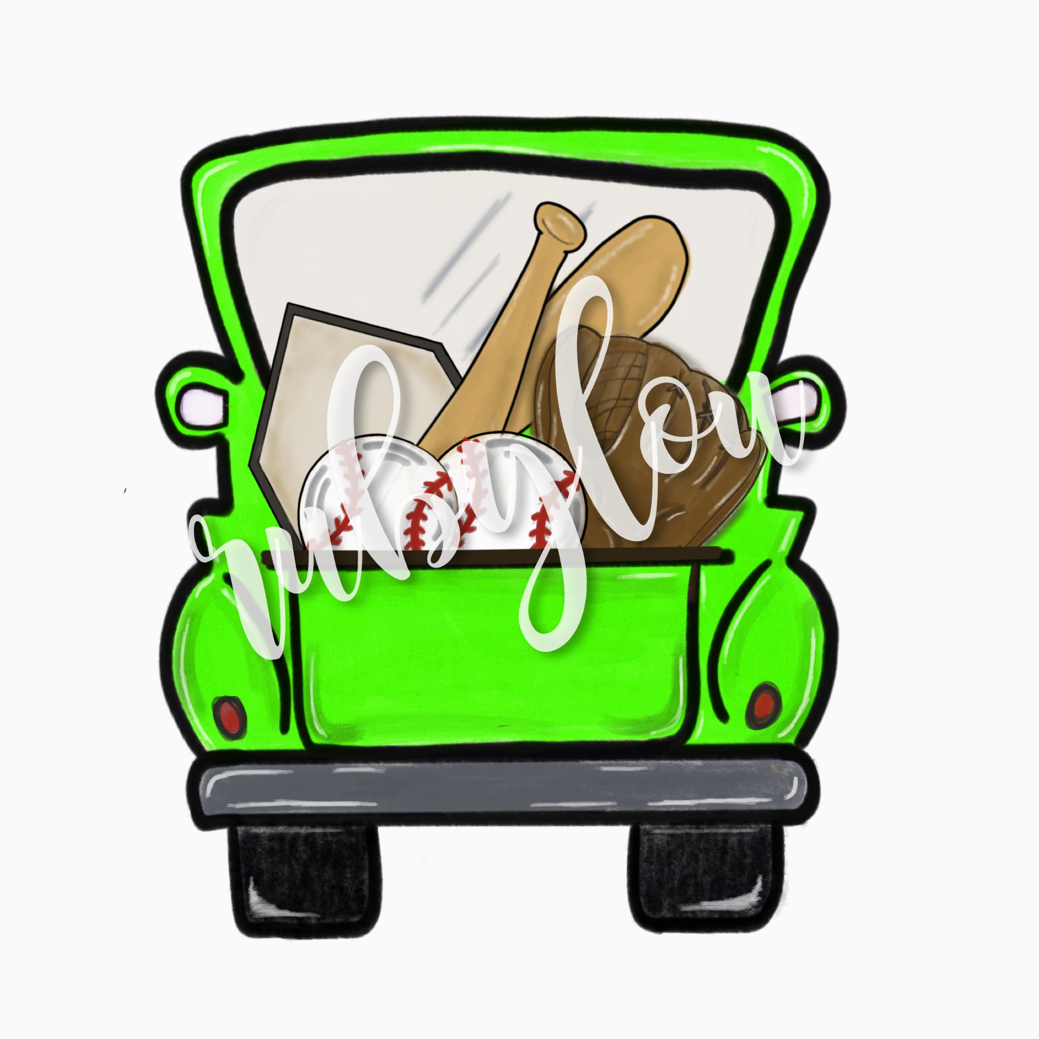 Lime Green BASEBALL | Digital Download || Vintage Truck || Baseball ...