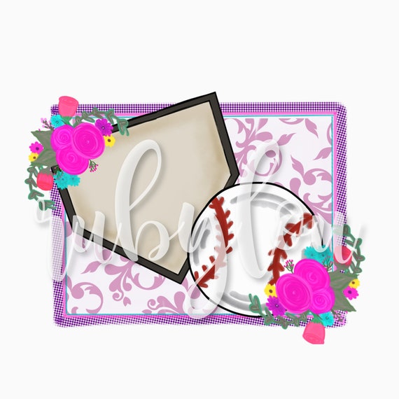 BASEBALL Digital Download Floral Baseball Pink Purple - Etsy