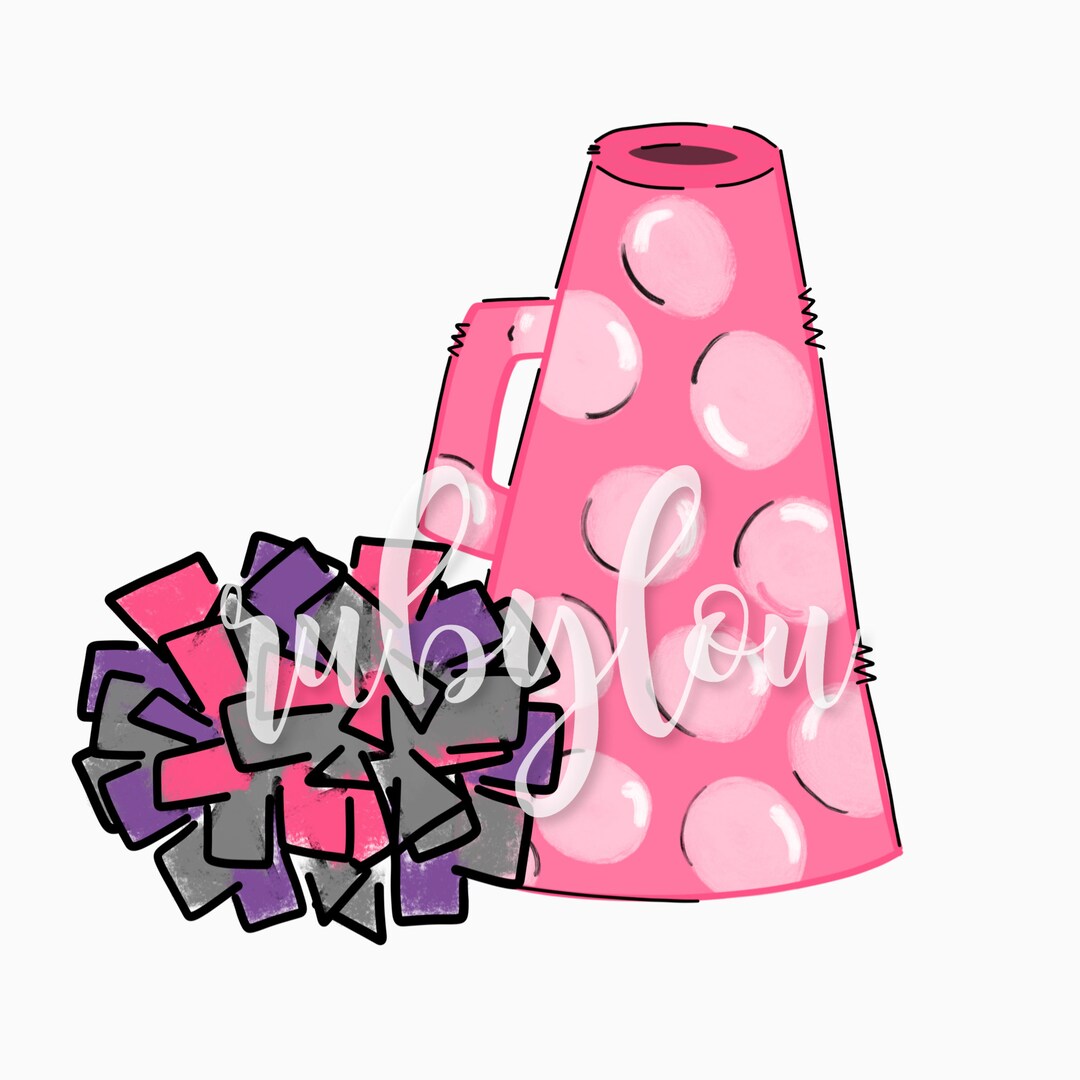 Cheer Poms Megaphone | Digital Download Cheerleader Cheerleading ...