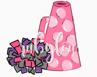 Cheer Poms Megaphone Green Gold Digital Download Cheerleader | Etsy