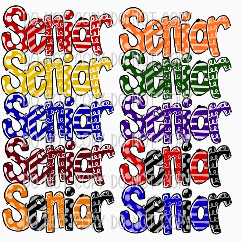 SENIOR Doodle Letters 27 PNG BUNDLE Digital Download - Etsy