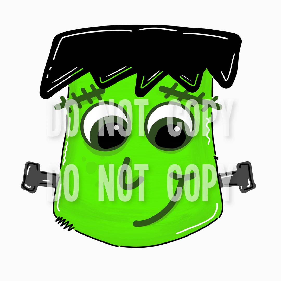 Frankenstein Face PNG Halloween Doodle | Digital Download | Sublimation ...