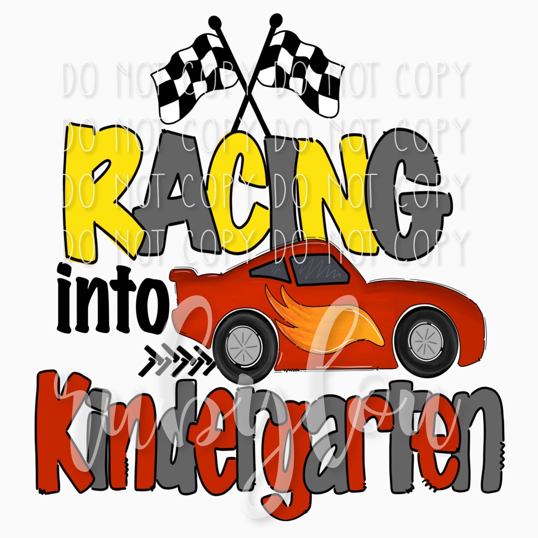 RACING Into KINDERGARTEN Hand Drawn PNG | Back to School || Digital ...