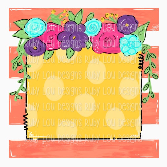 Floral Polka Dot Frame Hand Drawn Digital Download | Etsy