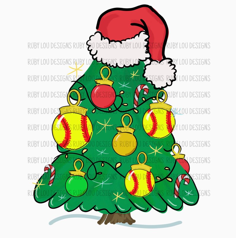 Softball Christmas Tree | Digital Download | Sublimation | Christmas ...