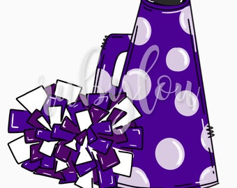 Cheer Poms Megaphone Green Gold Digital Download Cheerleader | Etsy