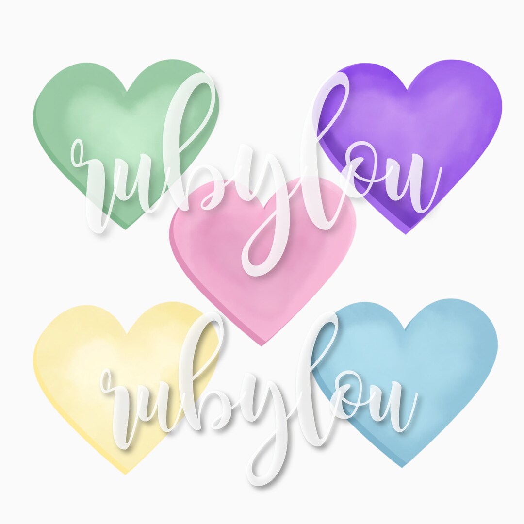 WATERCOLOR PNG Conversation Hearts Valentine’s Day Bundle | Digital ...