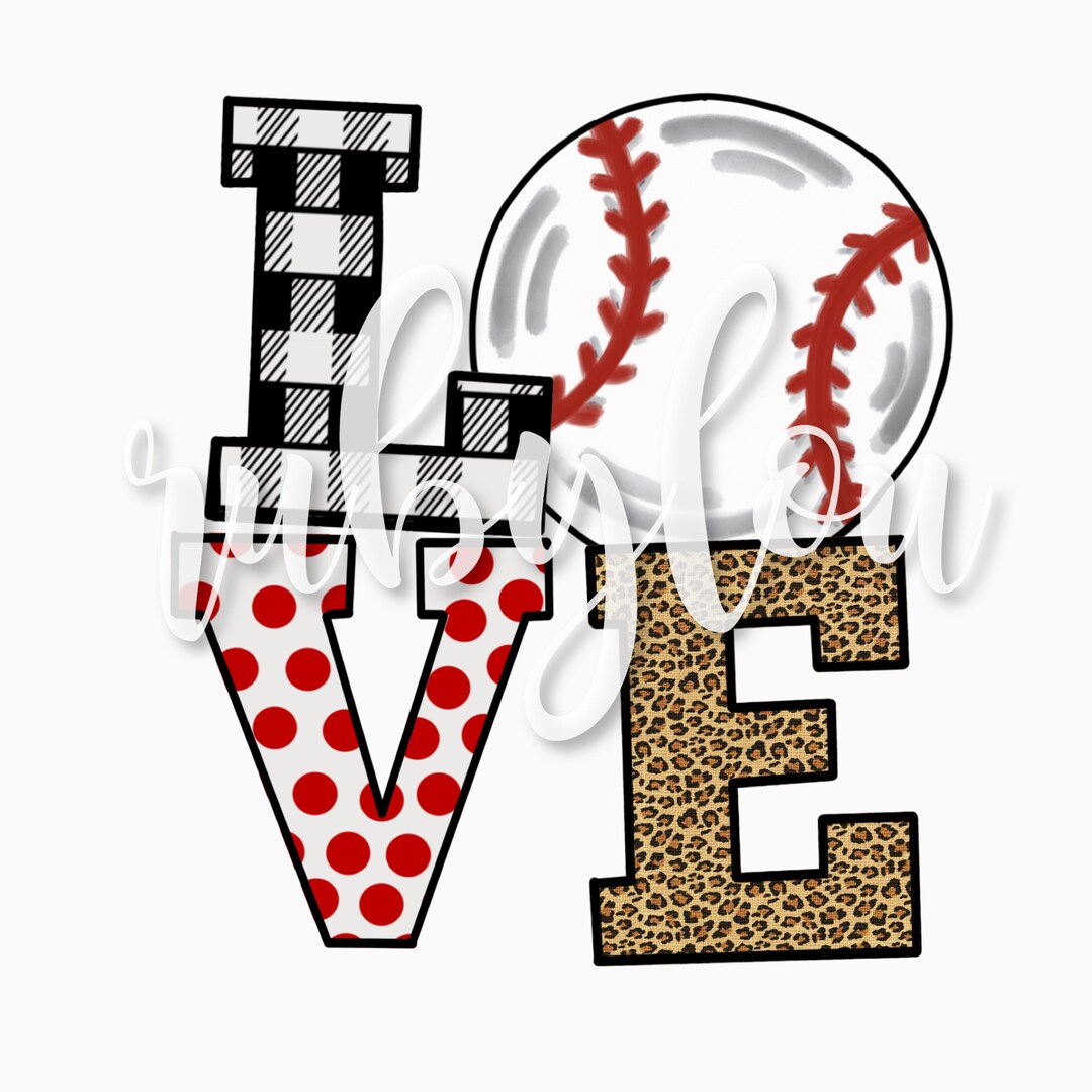BASEBALL LOVE Red Dots Digital Download Sublimation Design Hand Drawni ...