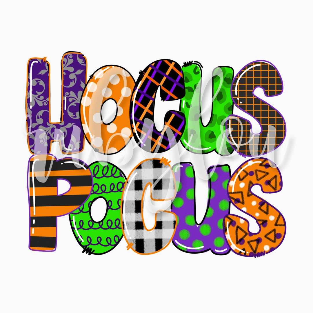 Hocus Pocus PNG Halloween Doodle Letters Digital Download Sublimation ...
