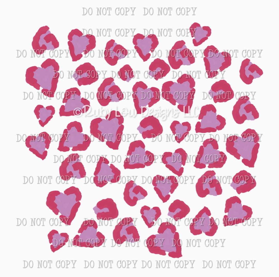 Valentines Leopard Print Digital Paper | Hearts Painted Hand Drawn ...