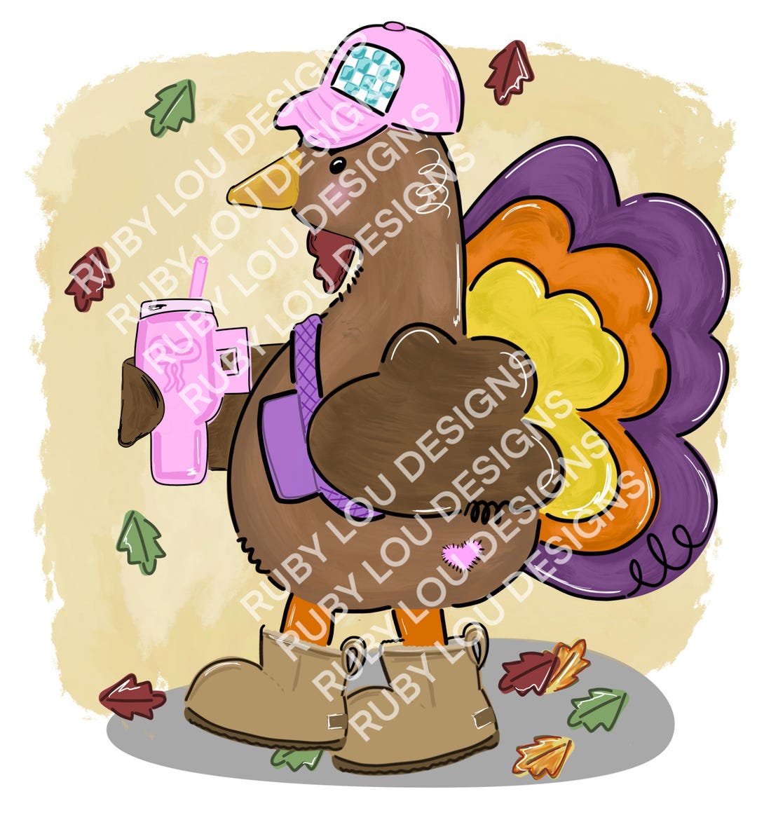 Turkey Doodle PNG Trucker Hat Tumbler Crossbody Boots | Digital ...