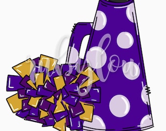 Cheer Poms Megaphone Green Gold Digital Download Cheerleader | Etsy