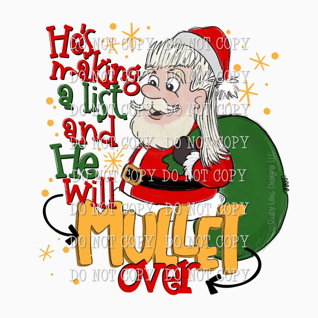 Mullet Santa | Funny Christmas Hand Drawn Digital Download ...