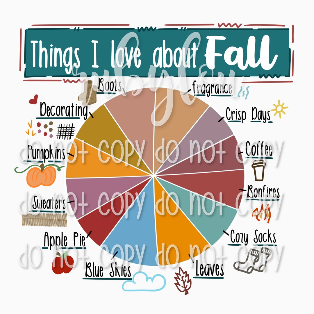 Things I Love About Fall | Hand Drawn Digital Download | Sublimation ...