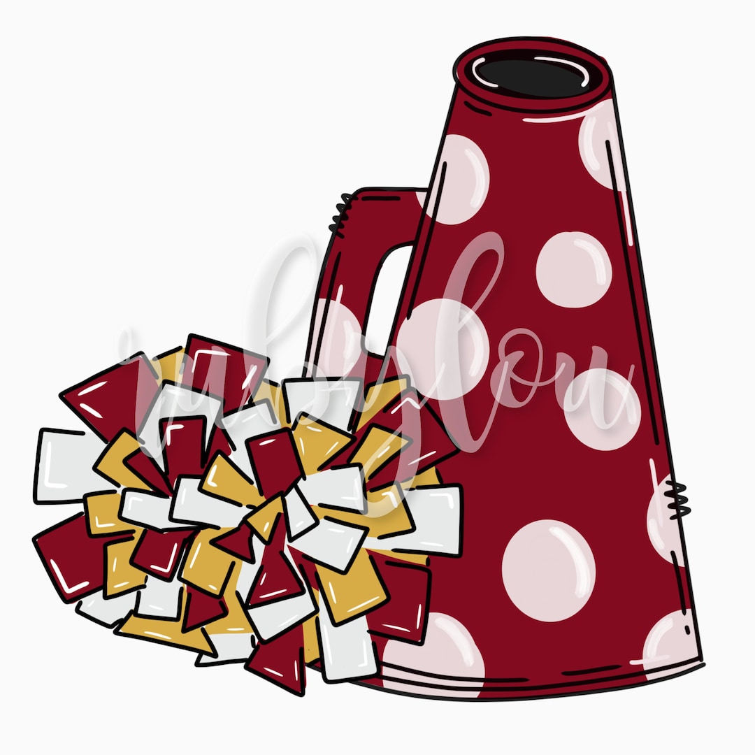 Cheer Poms Megaphone Maroon Gold | Digital Download Cheerleader ...