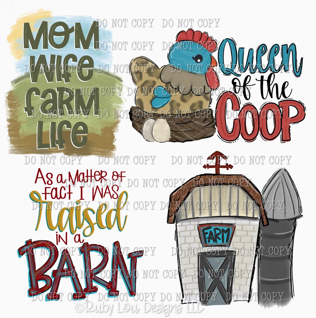 FARM BUNDLE | Hand Drawn | Farm Life Farmer Chicken | Digital Download ...