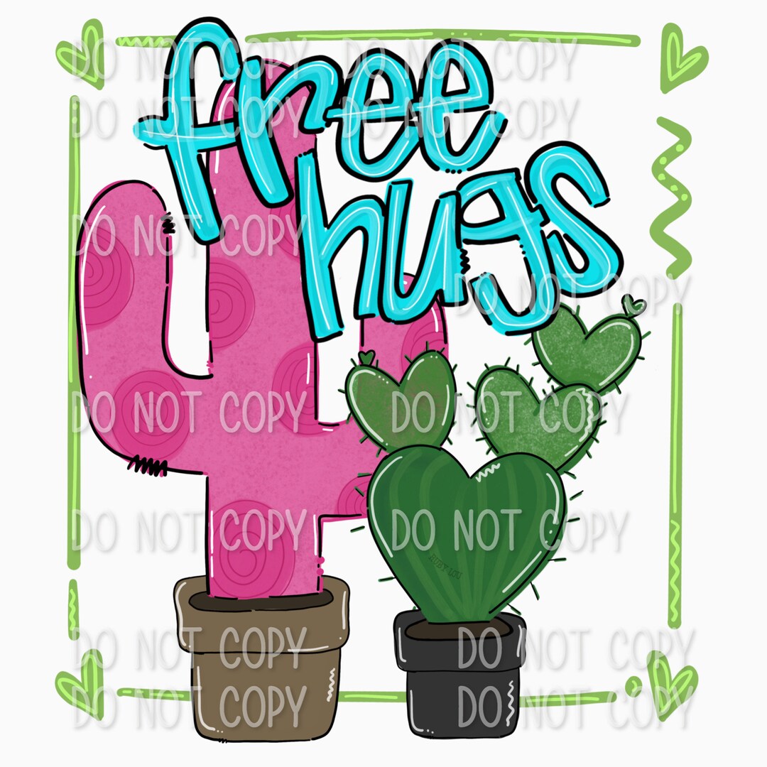 Free Hugs Cacti | HAND DRAWN PNG Valentines Day | Digital Download ...
