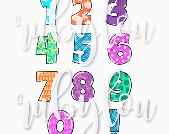 Doodle NUMBERS PNG digital Download Sublimation Design Hand | Etsy