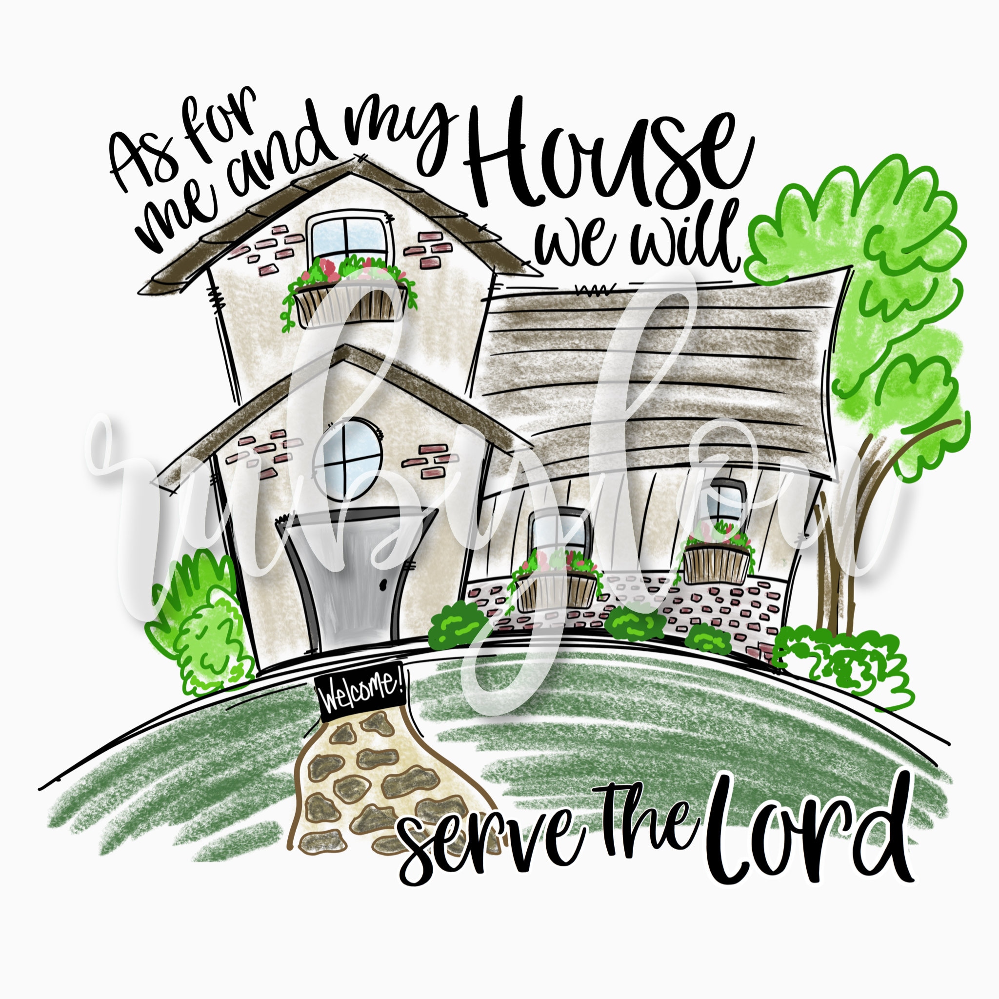 As for Me and My HOUSE We Will Serve the LORD House Doodle - Etsy