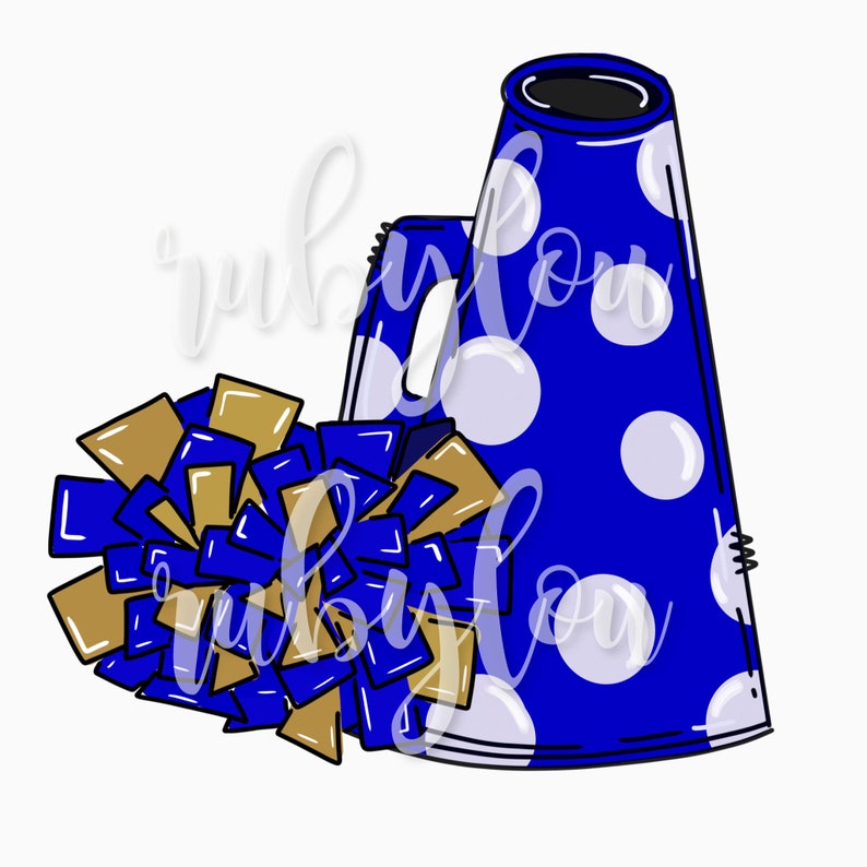 Cheer Poms Megaphone Royal Blue and Gold Digital Download | Etsy