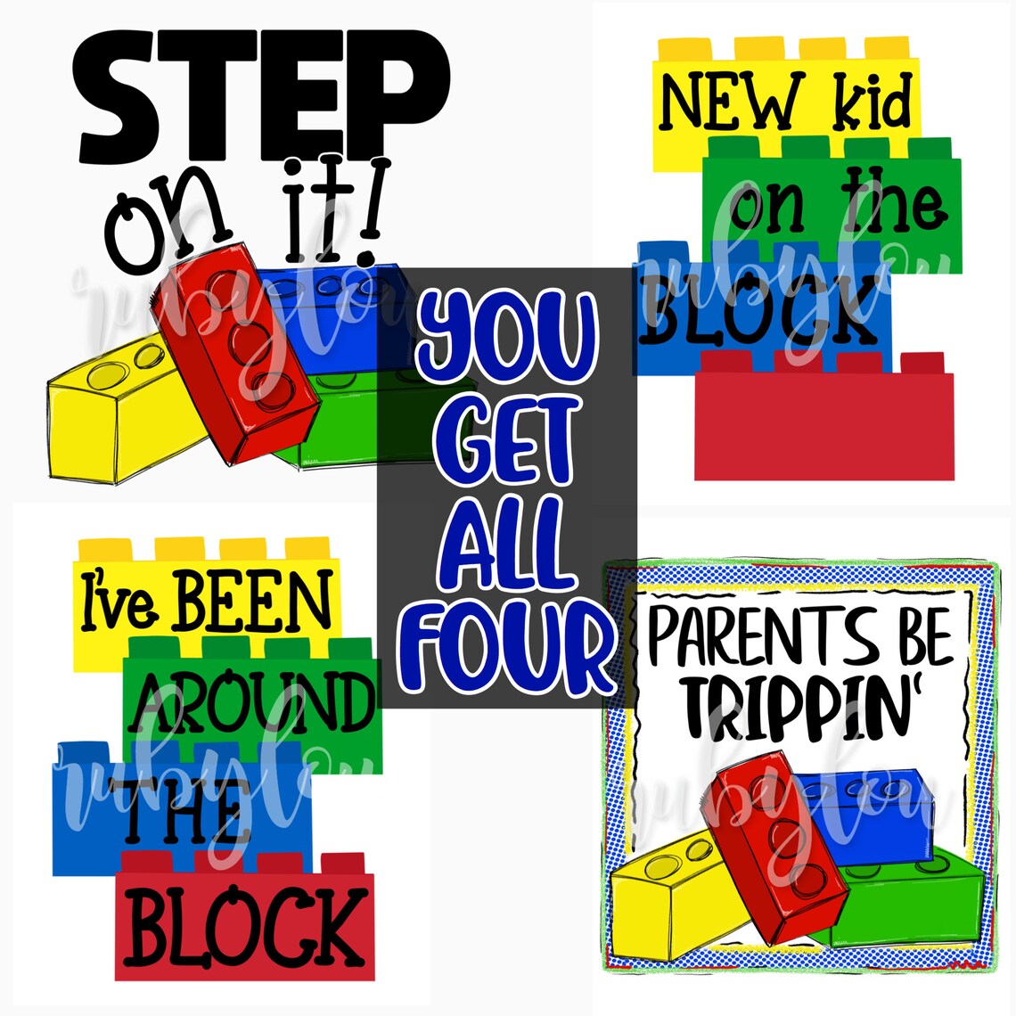 BUNDLE Set of Four Building Blocks Png Digital Download - Etsy