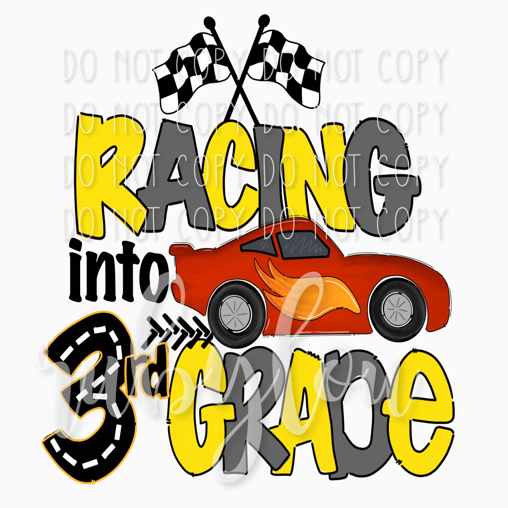 RACING into 3rd Grade hand drawn PNG Back to School | Etsy