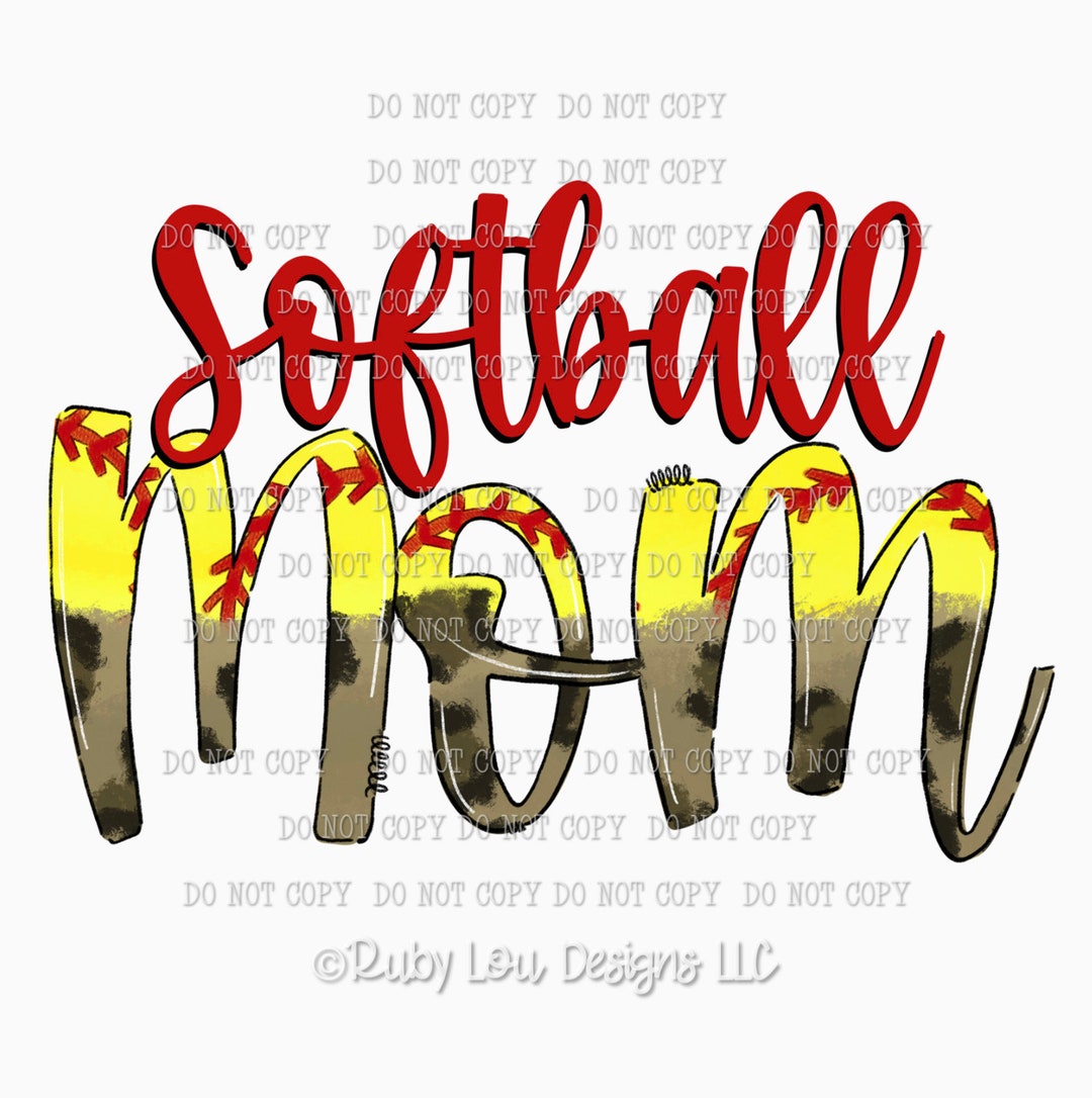 Softball Mom Leopard Digital Download Sublimation Design Hand Drawni