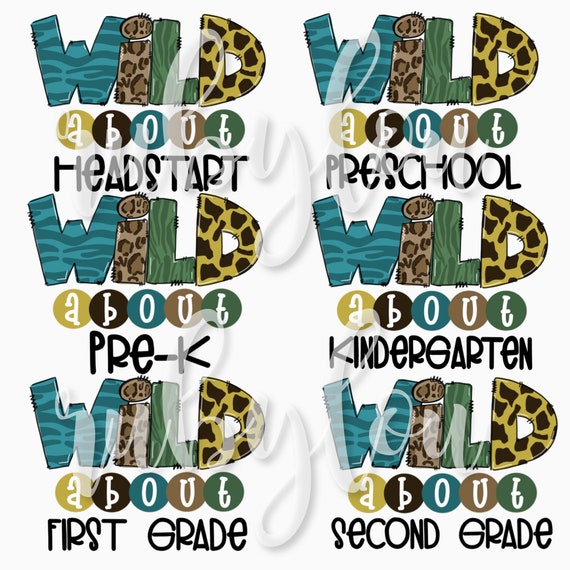 WILD About School BUNDLE of 11 Hand Drawn Sublimation - Etsy