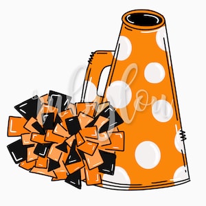 Cheer Poms Megaphone Orange Black Digital Download - Etsy