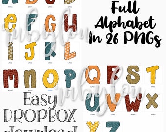Doodle LETTERS PNG digital Download Sublimation Design Hand Drawn ...
