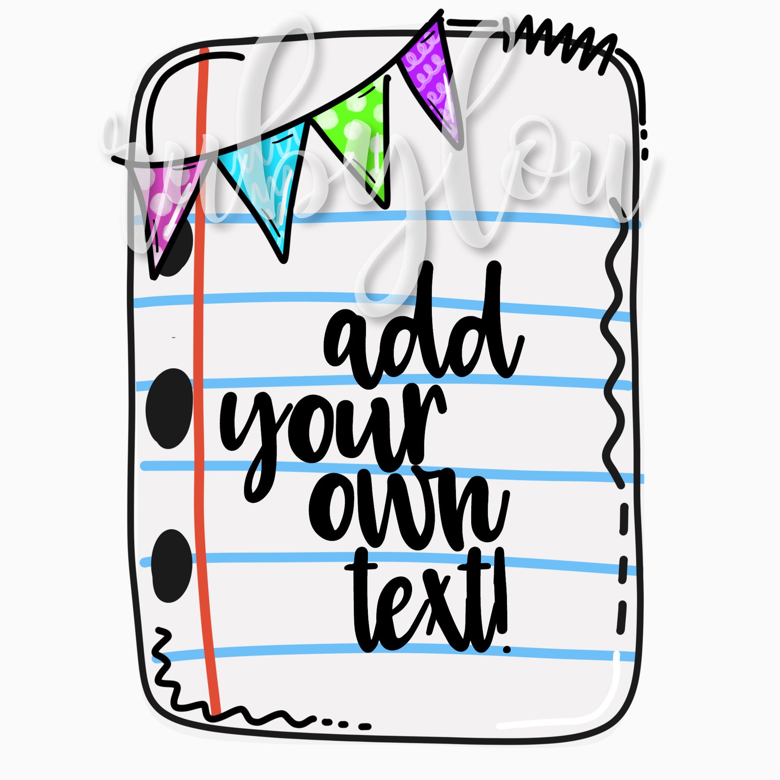 Notebook Bunting Frame | Teacher Teaching School Hand Drawn PNG ...