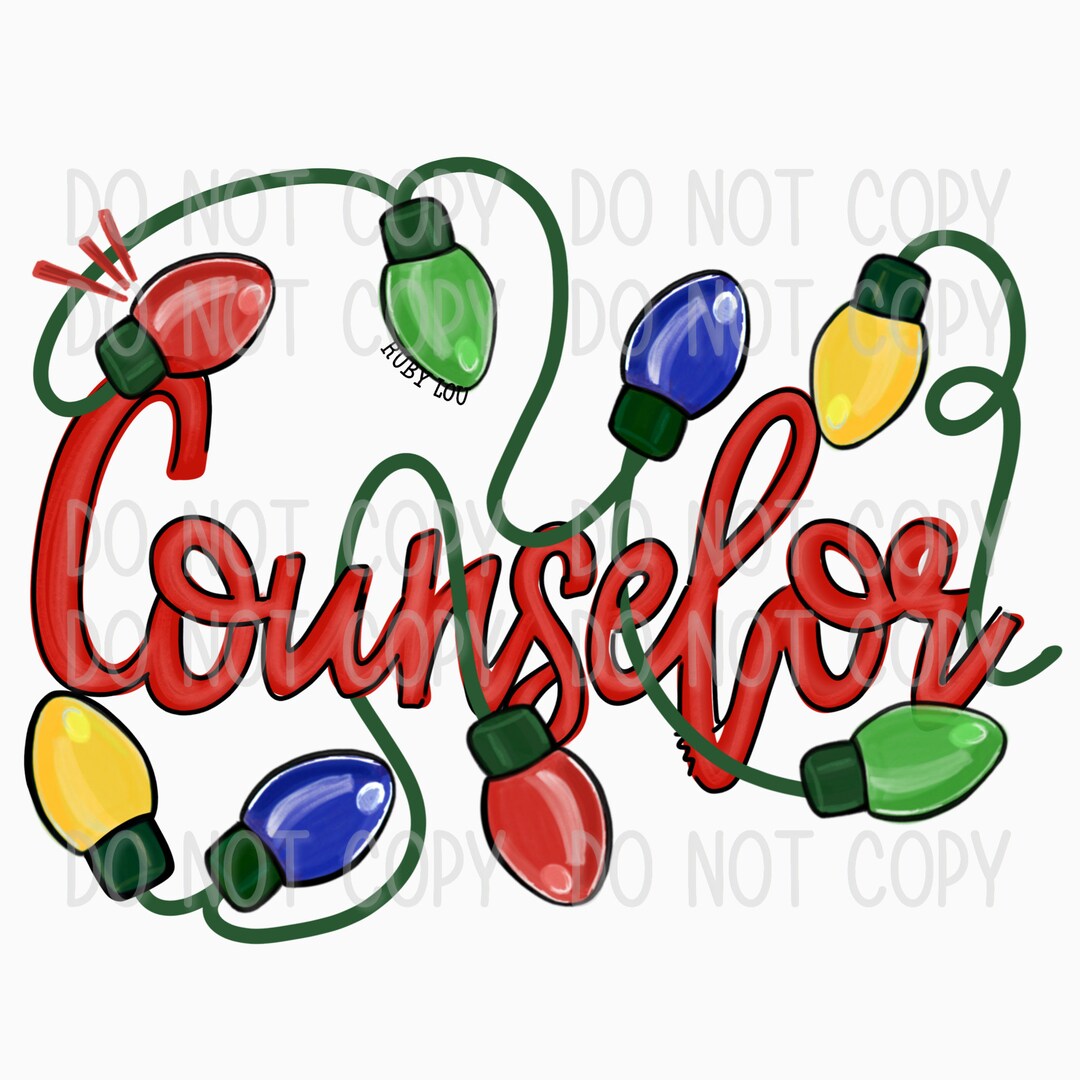 Counselor Christmas Lights | Lights Hand Drawn Hand Lettered | Digital ...