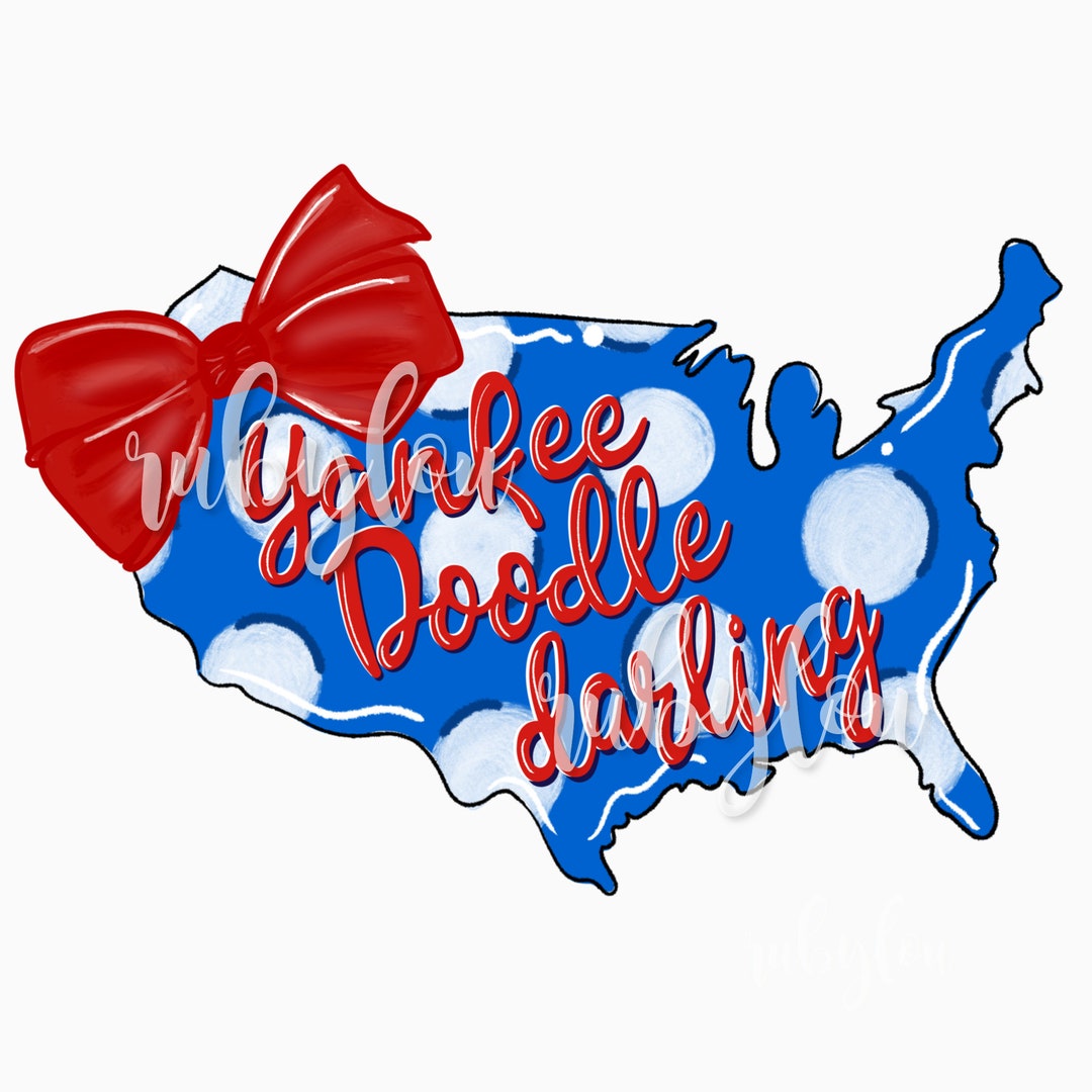 USA Patriotic 4th of July Yankee Doodle Darling Hand Drawn PNG America ...