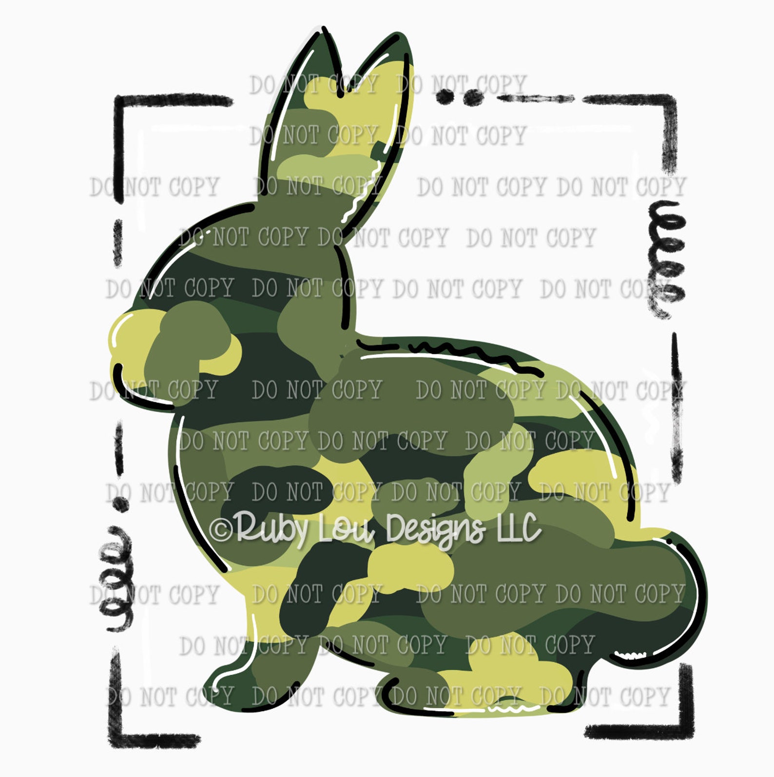 CAMO Bunny | Camouflage Easter Hand Drawn Digital Download ...