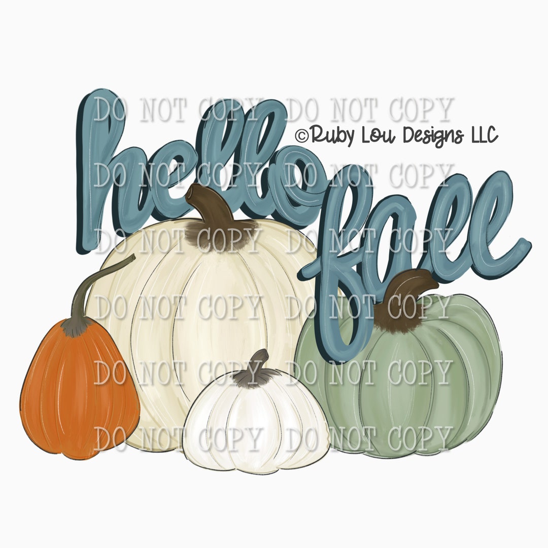 Hello Fall Pumpkins | Hand Drawn Digital Download | Sublimation Design ...