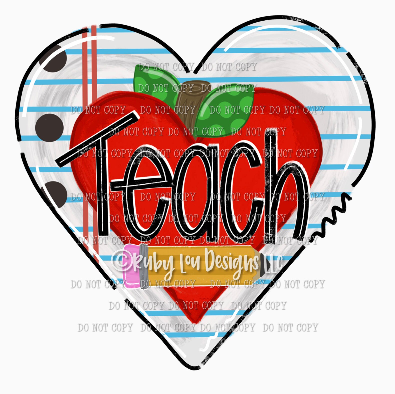 TEACH Heart teacher school Apple Pencil Sublimation | Etsy