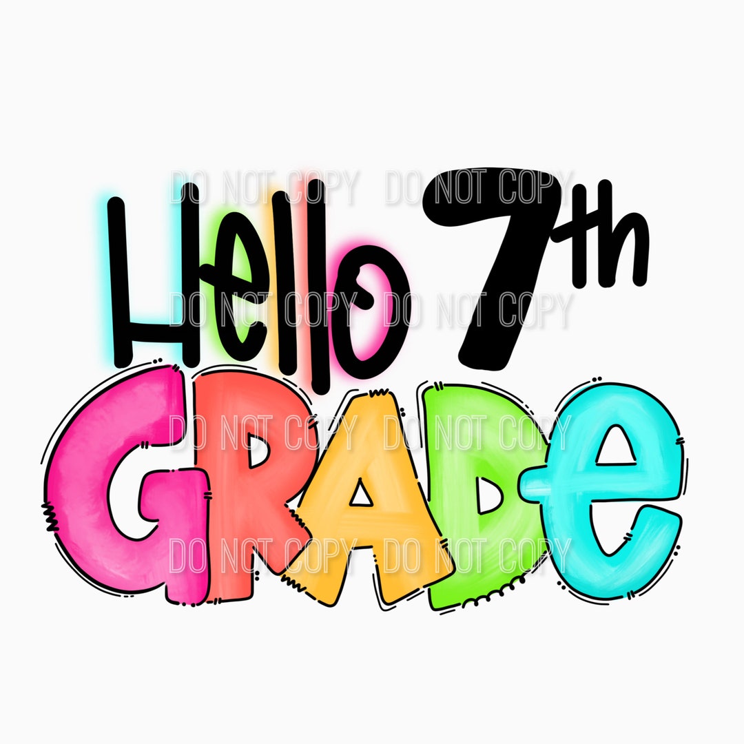 Hello 7th GRADE Doodle Letters Colorful || Hand Drawn Download ...