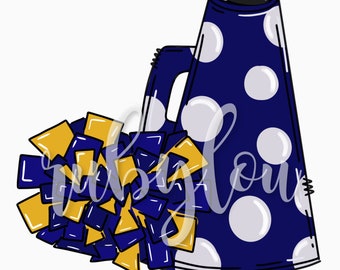 Cheerleader Megaphone Clip Art MANY COLORS Royal Blue Yellow - Etsy