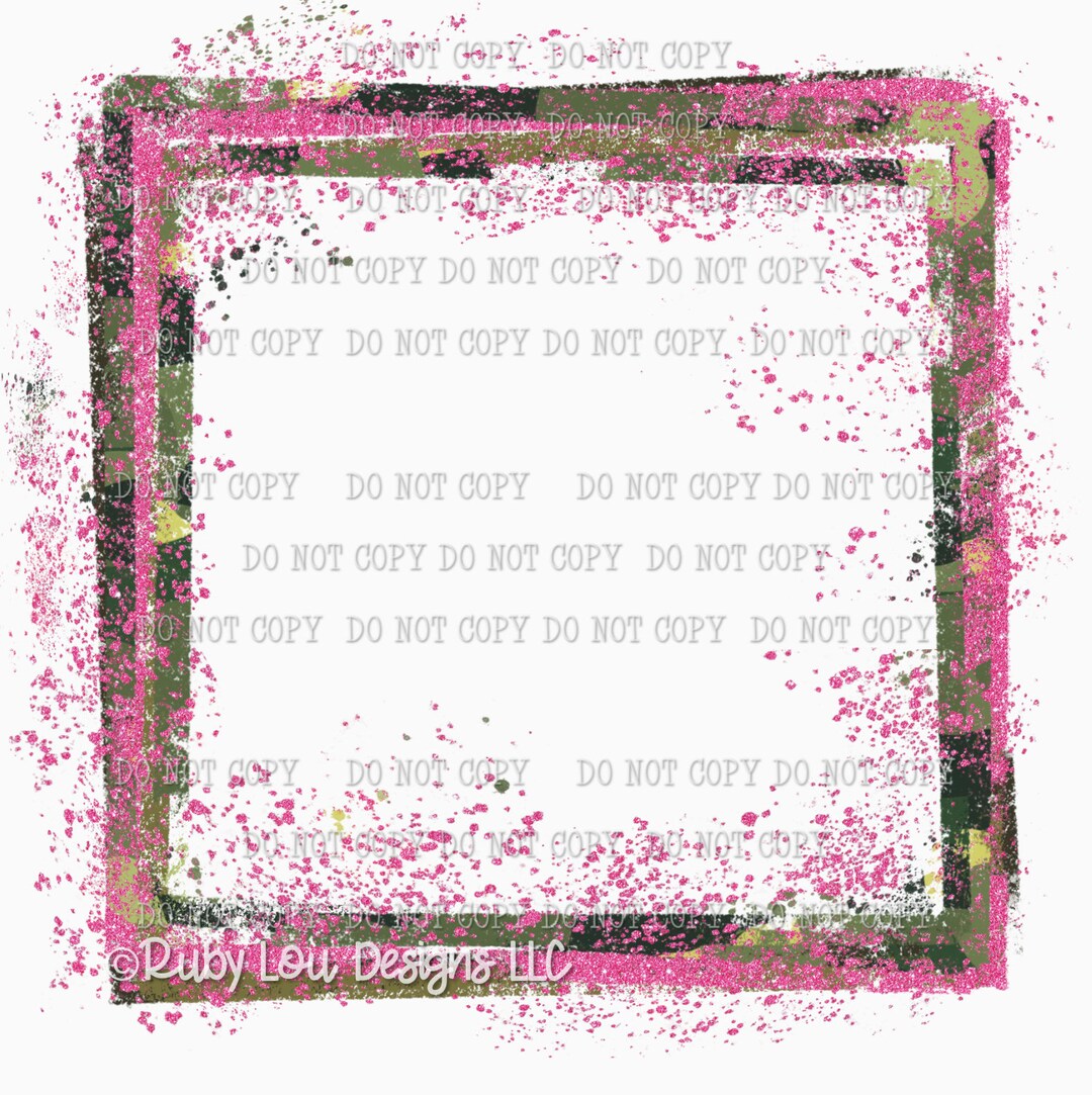 Camo and Pink Glitter Paint Splatter Frame Camouflage | Hand Drawn ...