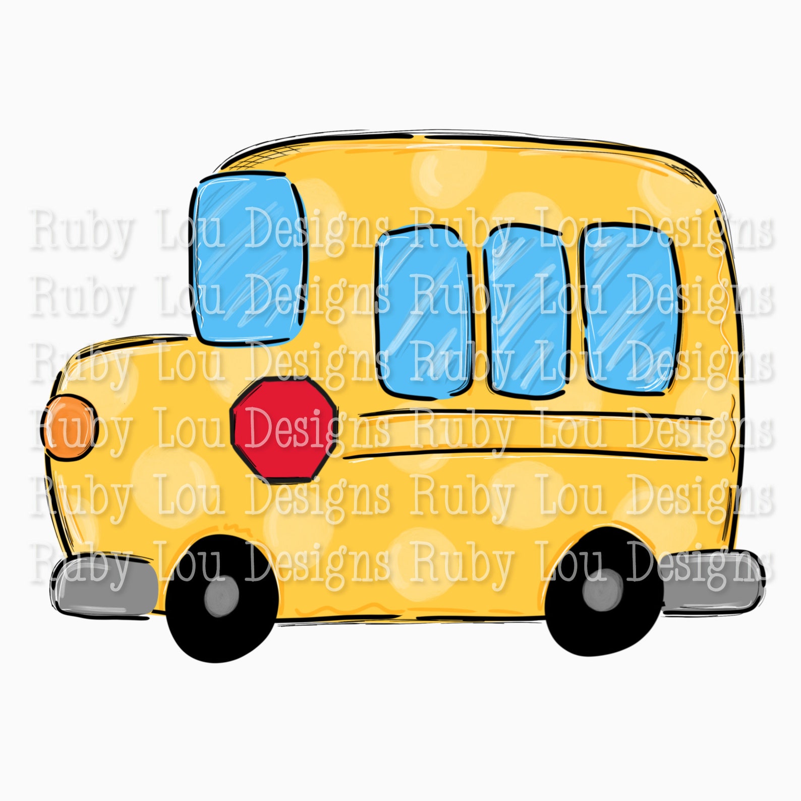 Cute School Bus | Hand Drawn Digital Download | Sublimation Designi ...
