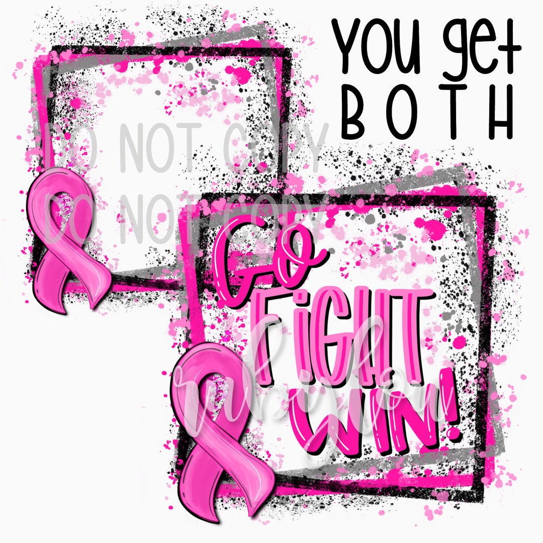 PINK Ribbon Paint Splatter Go Fight Win Beat Cancer | Bleached Digital ...