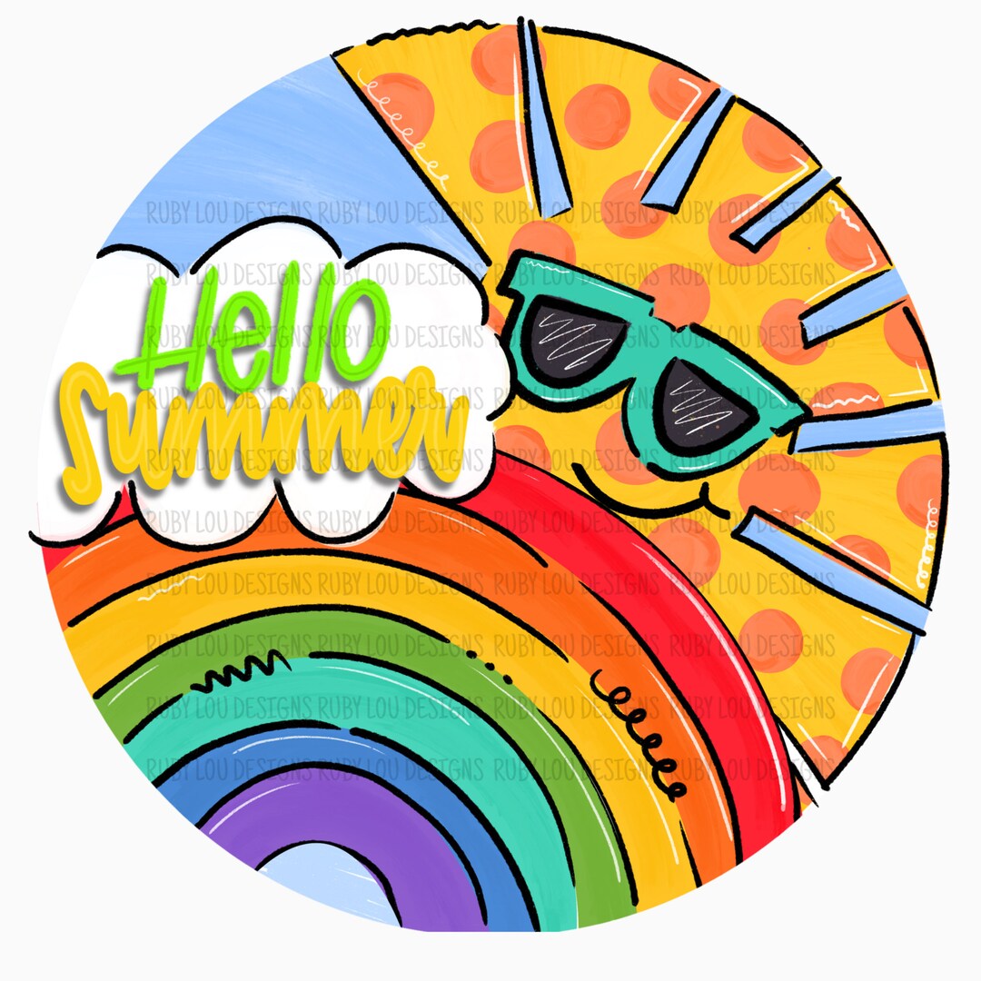 Hello Summer | Rainbow Sunshine | Digital Download | Sublimation Design ...