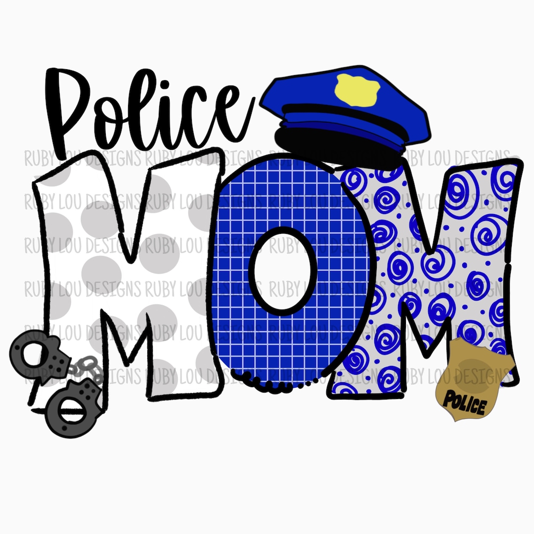 POLICE MOM | Doodle 50 Mama Thin Blue Line Drawing | Digital Download ...