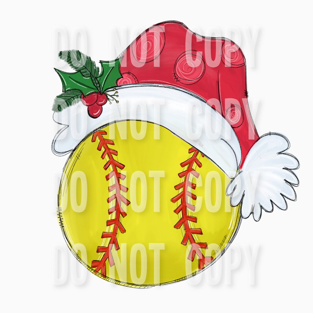 Softball SANTA Hat Hand Painted PNG | Sublimation Design | Digital ...
