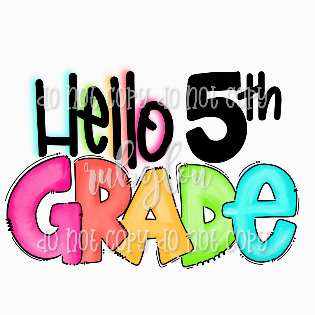 Hello 5th GRADE Doodle Letters Colorful || Hand Drawn Download ...