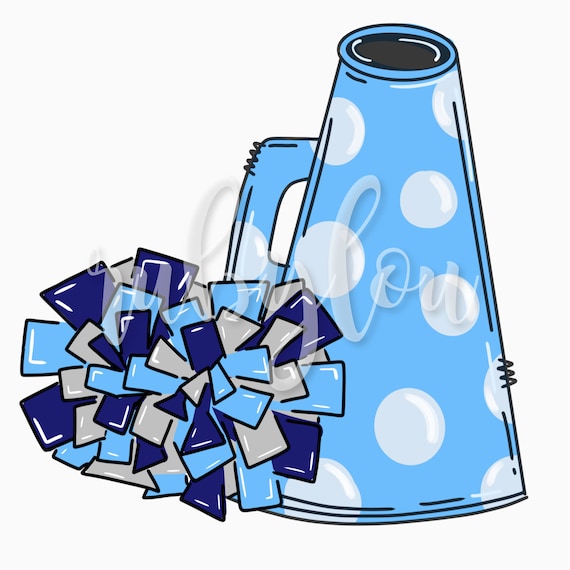 Cheer Poms Megaphone Light Blue and Navy Digital Download - Etsy