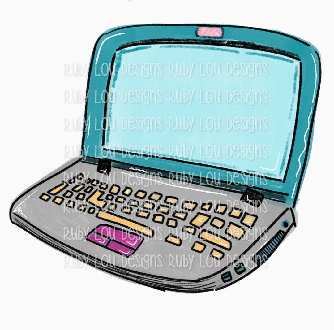 Laptop Virtual School | Hand Drawn Digital Download | Sublimation ...