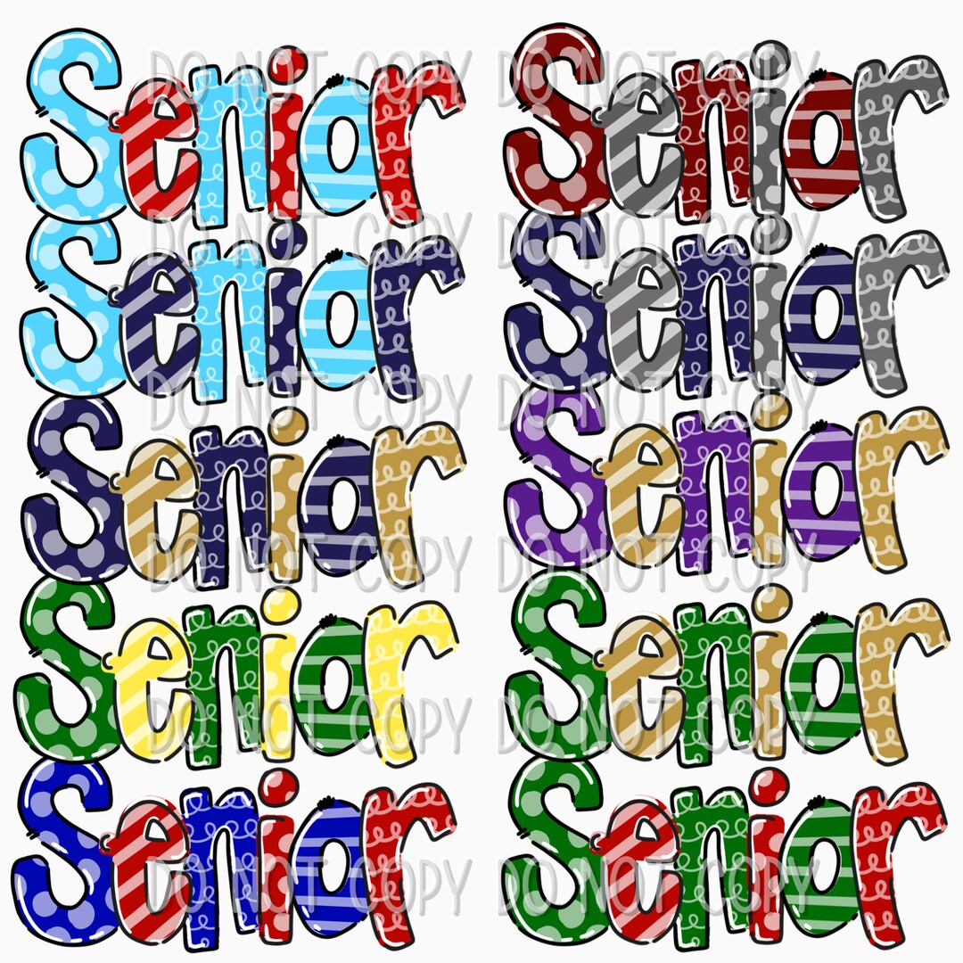 SENIOR Doodle Letters 27 PNG BUNDLE | Digital Download | Sublimation ...
