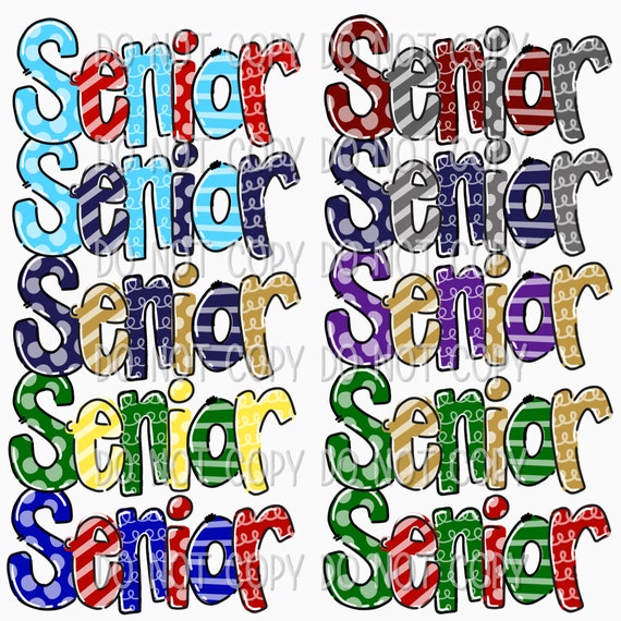 SENIOR Doodle Letters 27 PNG BUNDLE Digital Download - Etsy